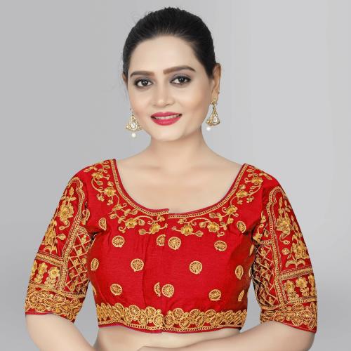 Buy Jay Pal Women Red Embriodered Poly Silk U-Neck Blouse Online at Best Prices in India - JioMart.