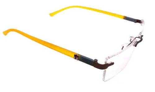 Buy Rsinc Brown and Yellow Metal Rimless Spectacle Frame Online at Best ...
