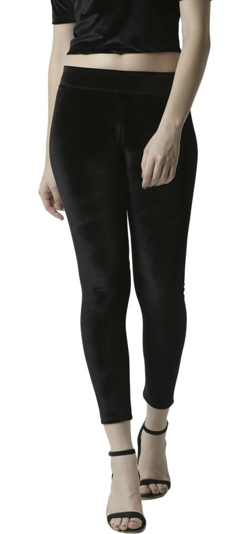 Buy De Moza Women Black Solid Polyester Tights (L) Online at Best ...