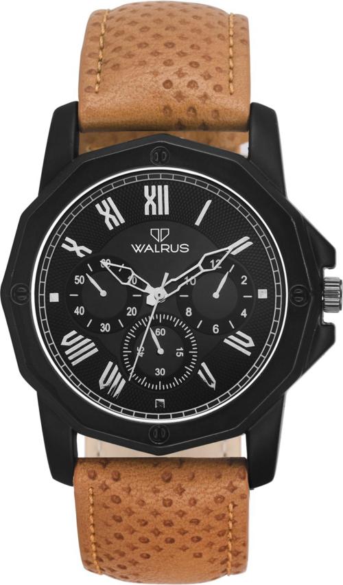 Buy Walrus Analog Black Dial Brown Strap Watch For Men Online at Best ...