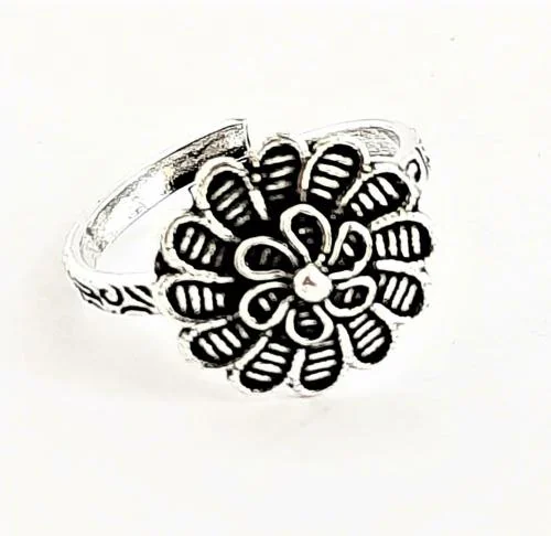 Buy Yash Jewels Emporium Silver-Plated Brass Adjustable Classic Ring ...