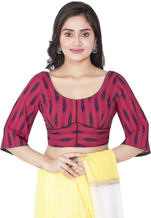 Buy RENE Women Maroon Woven Design 100% Cotton Blouse Online at Best ...