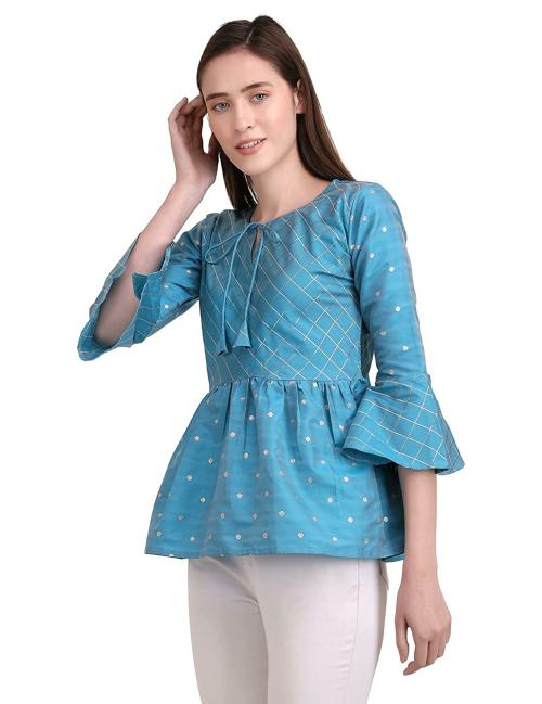 Buy UNFAKENOW Women Blue Floral Net Top Online at Best Prices in India ...