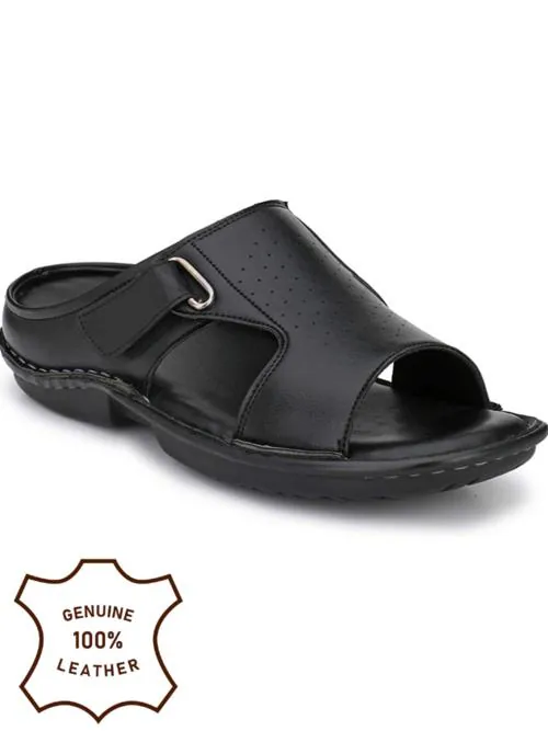 Buy DINOY Genuine Leather Slip On Sandals for Men (Black) Online at ...