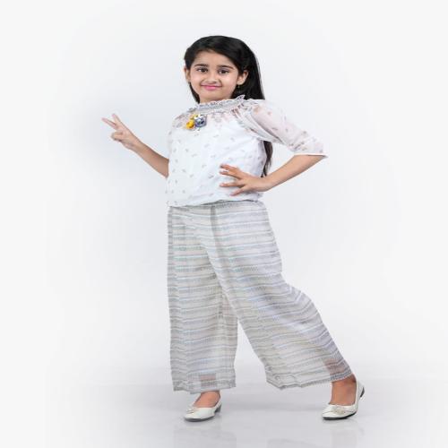 Buy Burbn Girls grey top palazzo set Online at Best Prices in India ...