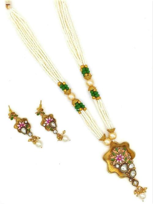 Buy Aarnaa Gold-Plated Zinc Earring and Necklace Set (Multicolor ...