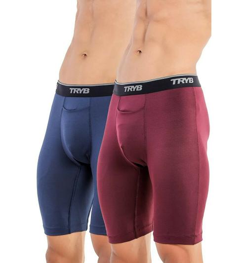 Buy TRYB Mens Compression Shorts Long Leg Performance Underwear Spandex Running Workout Athletic ...