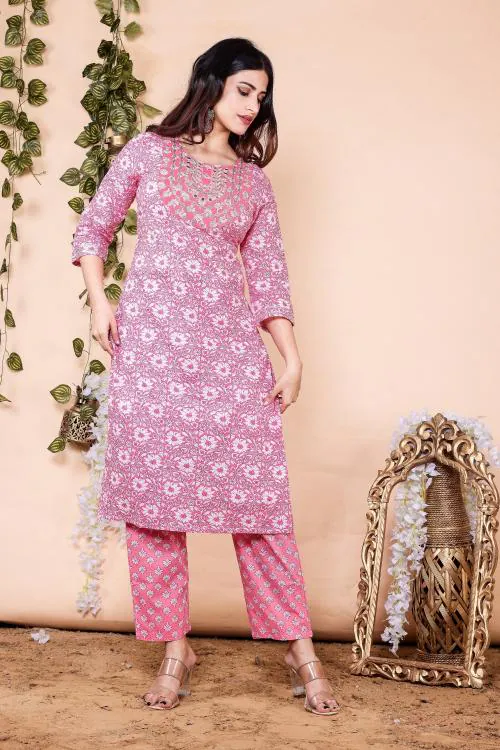 Buy Ranak"s Cotton Fast Color Printed Kurta Pant Suit Set Online at ...