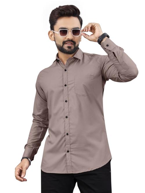 Buy NIVICK Men Slim Fit Solid Spread Collar Casual Shirt---Swan pink ...