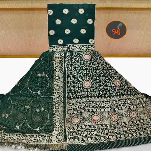 Buy PREET Premium Quality Women's Half Pure Embroidery Barik Chain Work ...