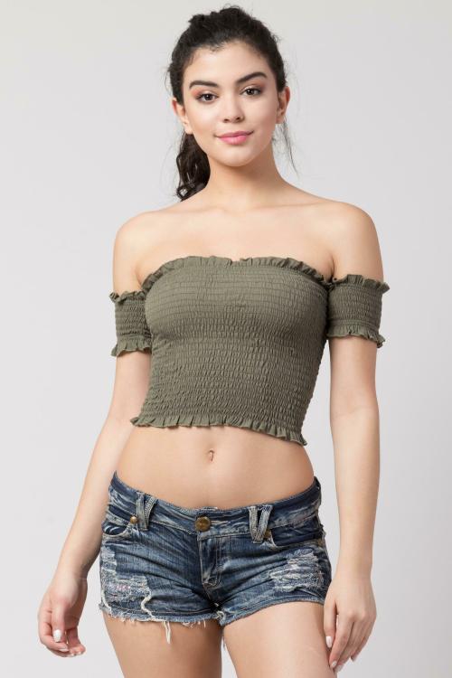 Buy GAURGEOUS Women Rayon Fabric Solid Green Color top For women Online at Best Prices in India ...