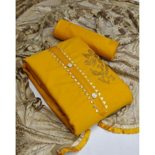 Buy GURHAL Embroidered Cotton Unstitched Dress Material Mustard Online ...
