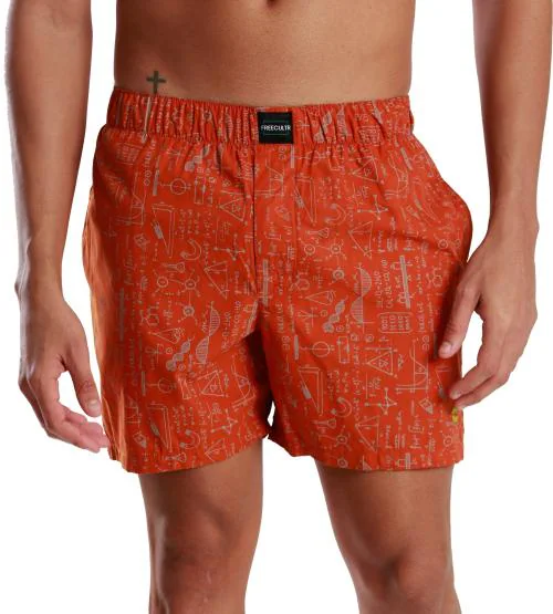 Buy FREECULTR Men's Cosmo Orange Printed 100% Cotton Boxers Online at ...