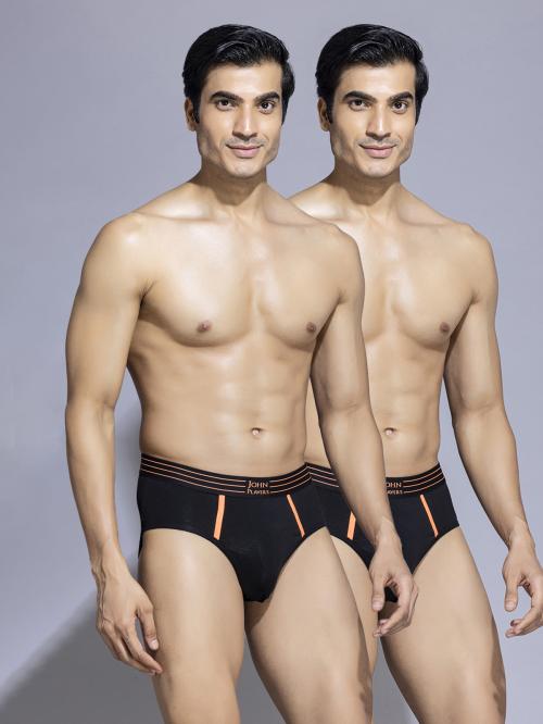 Buy John Players Cotton Brief with Striped Waistband in Black Online at Best Prices in India ...