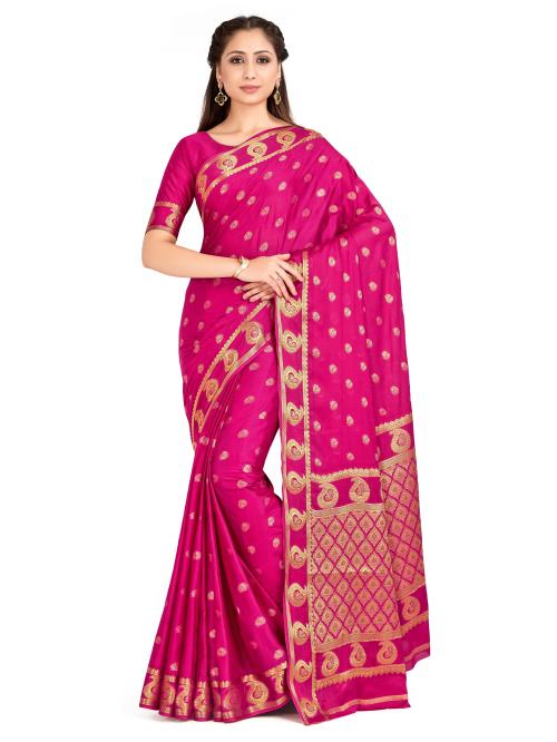 Buy Mimosa Mysore Silk style Crepe saree Color: Pink (4628-2426-SD-RNI ...