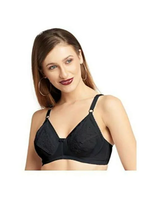 Buy DAISY DEE Women's Cotton Non Padded Wirefree Seamed Bra - (Black, 42B) Online at Best Prices ...
