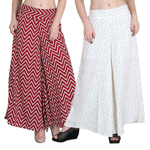 Buy PIXIE Store Women Multicolor Printed Crepe Palazzo (Pack of 2) (XL) Online at Best Prices in ...