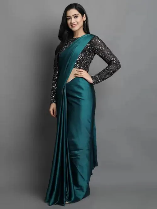 Buy Radadiyatrd Women Dark Blue Solid, Plain Silk Blend Pack Of 2 ...