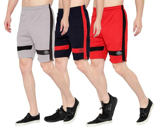 Buy 00RA WITH AS LOGO Men Grey, Black, Red Pack Of 3 Shorts Online at ...