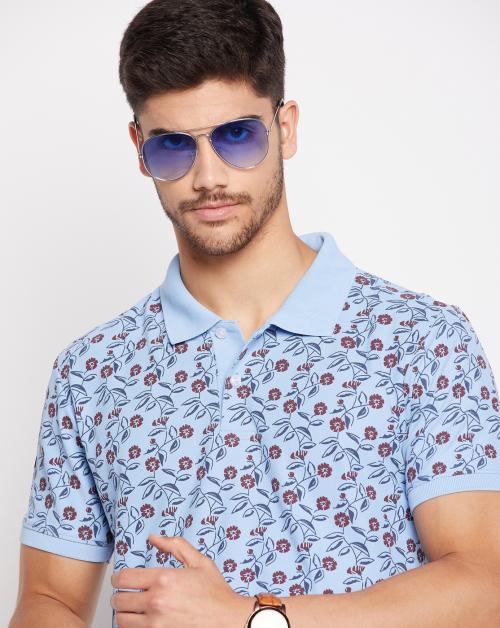 Buy RISS Men's Cotton Half Sleeves Printed Polo T-shirt Online at Best ...