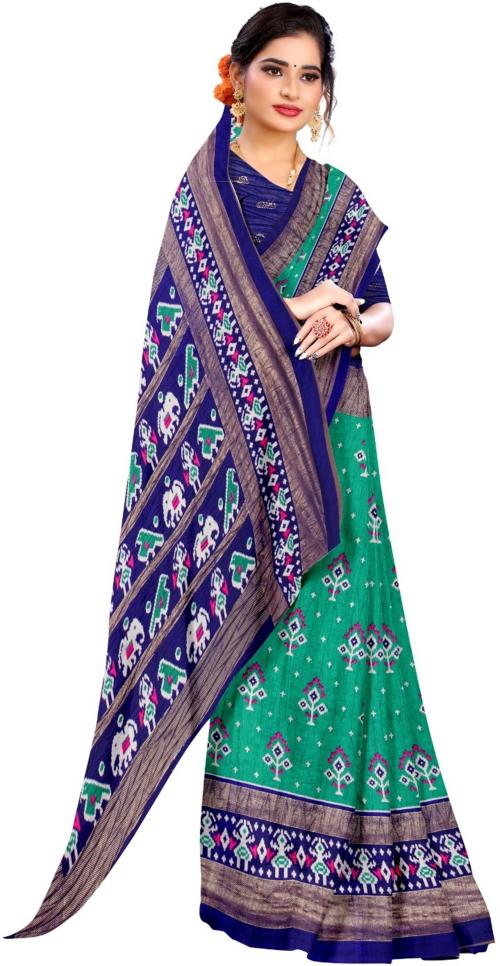 Buy A.V.M. Women's Printed Bollywood Cotton Blend Saree (Multicolor ...
