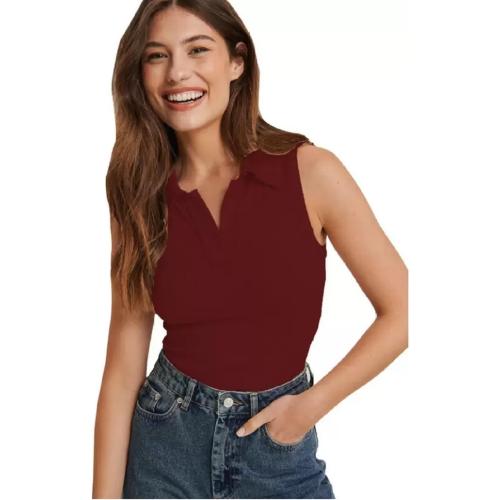 Buy RS URBAN Casual Sleeveless Solid Women Maroon Top Online at Best ...