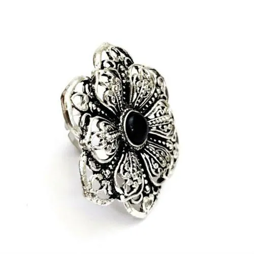 Buy Yash Jewels Emporium Silver-Plated Brass Adjustable Classic Ring ...
