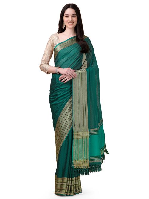 Buy Rekha Maniyar Pure Silk Rama Color Solid Saree for Women Online at ...