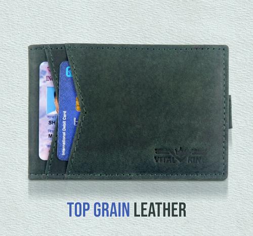 Buy Vital King Men & Women Trendy Green Genuine Leather RFID Money ...