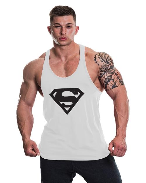 Buy THE BLAZZE Men's White Cotton Tank Tops Muscle Gym Bodybuilding ...