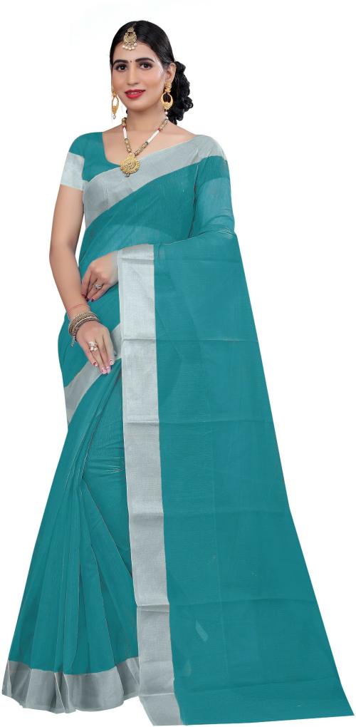 Buy SHREE SHAKTI FASHION Solid/Plain Kanjivaram Cotton Linen Saree ...