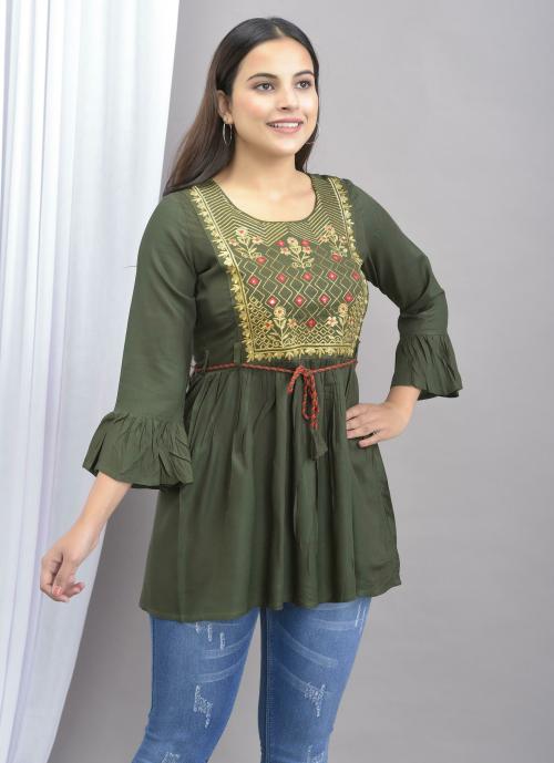 Buy Maquien Womens Rayon Embroidered Top Online at Best Prices in India ...