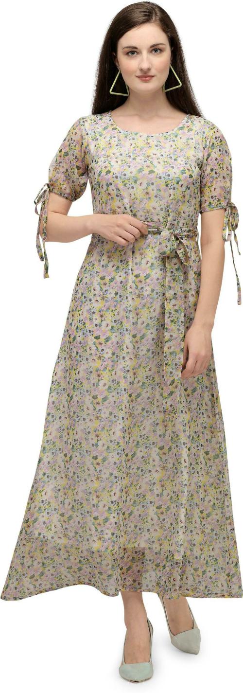 Buy Serein Women White Floral Chiffon Single Dresses Online at Best ...