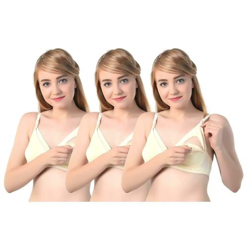 Buy GC GLORIOUS CHOICE Women's Non Padded Maternity/Breast Feeding Bra (Pack of 3) (40B, Skin ...