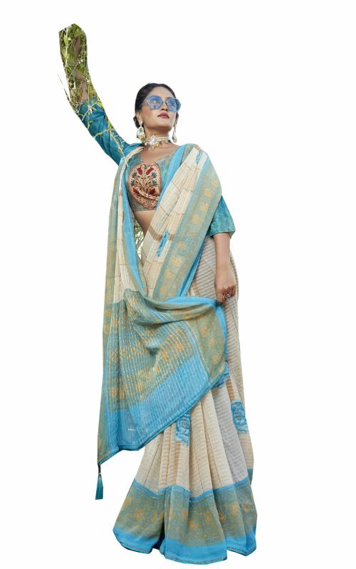 Buy TRIVENI Blue Georgette Floral Chrochet Embroidered Saree Online at Best Prices in India ...