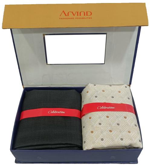 Buy Arvind Polycotton Ivory print Shirt & Trouser Fabric Online at Best ...
