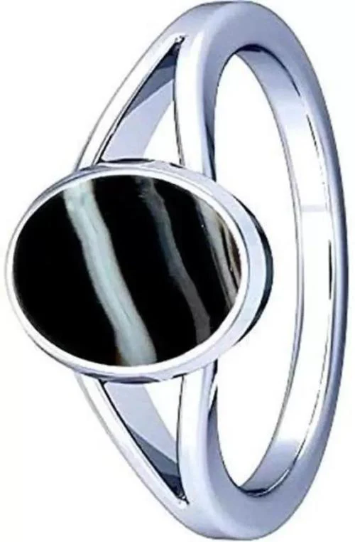 Buy Chopra Gems & Jewellery Brass Black Hakik Astrological Stone Ring ...