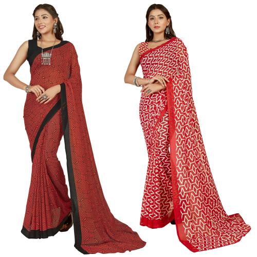 Buy Anand Women Multicolor9 Self Design Pattern Georgette Pack of 2 ...