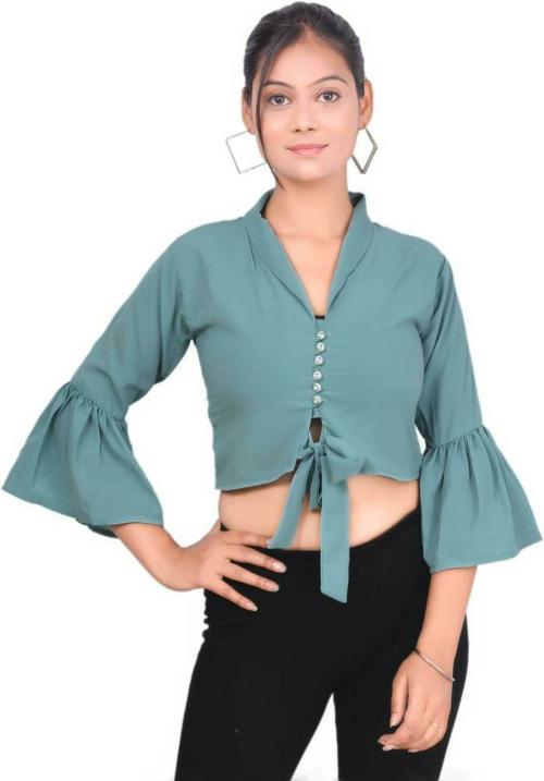 Buy Fikroo Girls Green Solid Chiffon Tie-Up Top 12 - 13 Years Online at ...