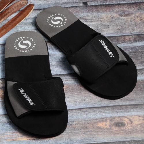 Buy SOLETHREADS | FREEWAY | Slides | Velcro Adjustable Strap | Cushioned Footbed | Comfy ...