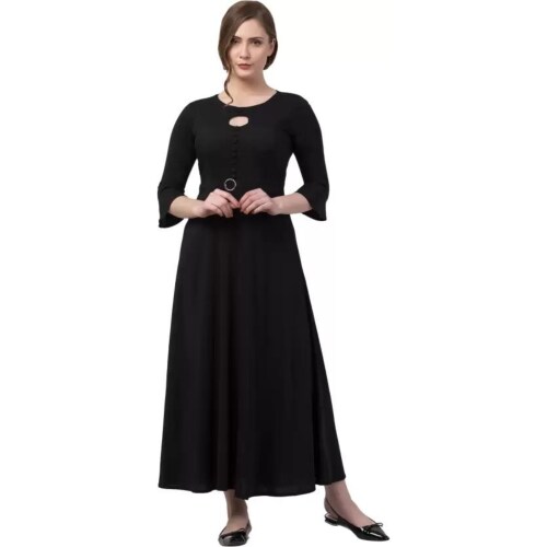 Buy Famiss fashion Viscose Rayon Round Neck 3/4 Sleeves Full Length ...