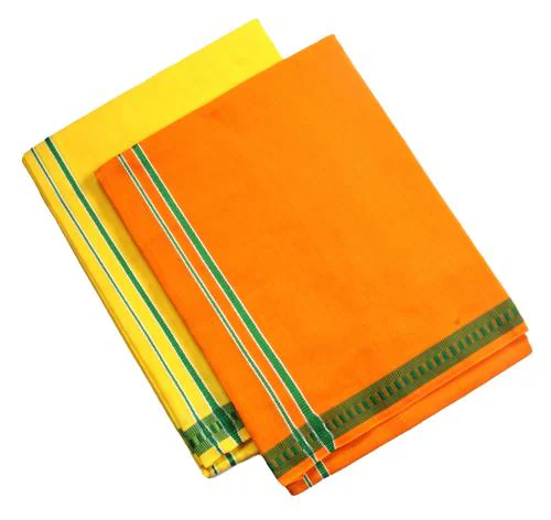 Buy Hornbill Enterprises 100% Cotton Men's Single Dhoti -2 Mtrs / Mundus/Lungi Line Border Set 2 ...