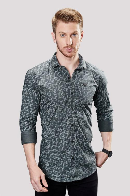Buy ALMATY Grayson Grey Artistic Print Shirt Online at Best Prices in ...