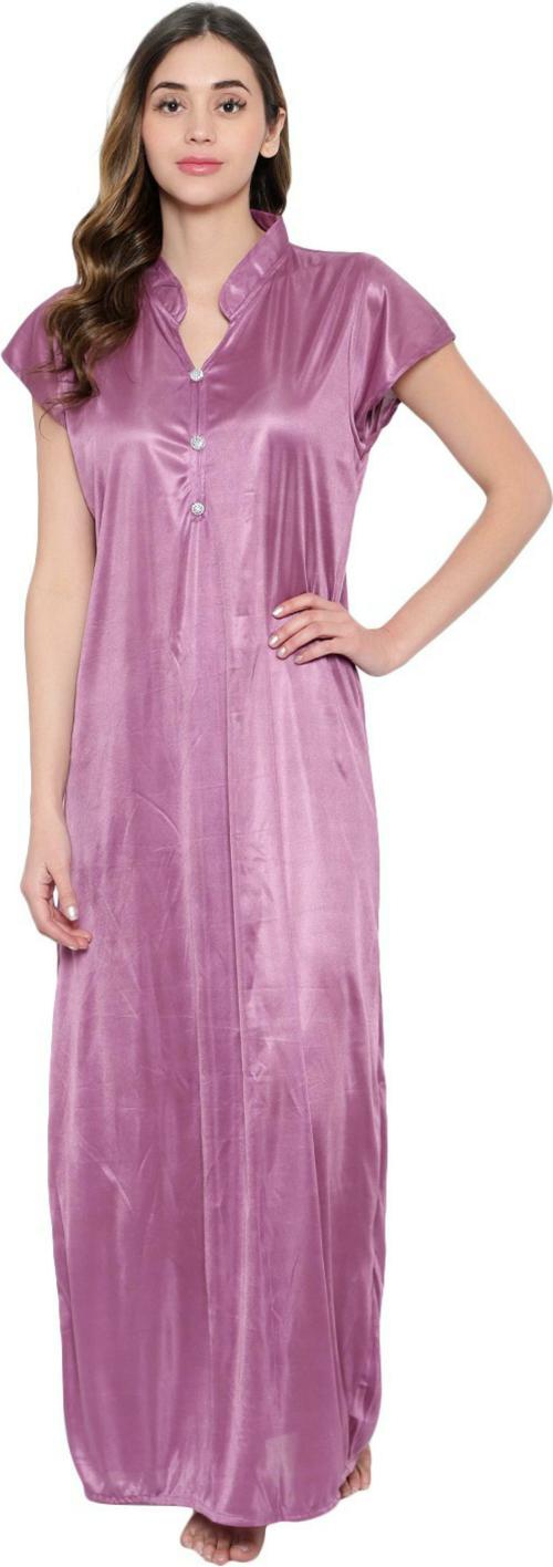 Buy Zionity Women Purple Solid Satin Nighty Online at Best Prices in ...