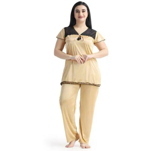 Buy NIGHT KEYS Women Colorblock Gold Top & Pyjama Set () Online at Best ...