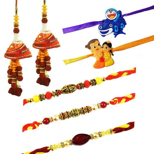Buy Forty Wings Rakhi With Kids And Bhabhi Bangle Lumba And Kids Ganesh ...