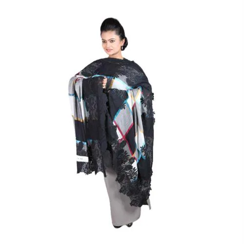 Buy Igm Women Wool, Silk Four Side Lace Stole Online at Best Prices in ...