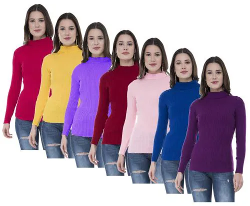 Buy IndiWeaves Women Woollen Warm Full Sleeves High Neck Skivvy (Pack ...