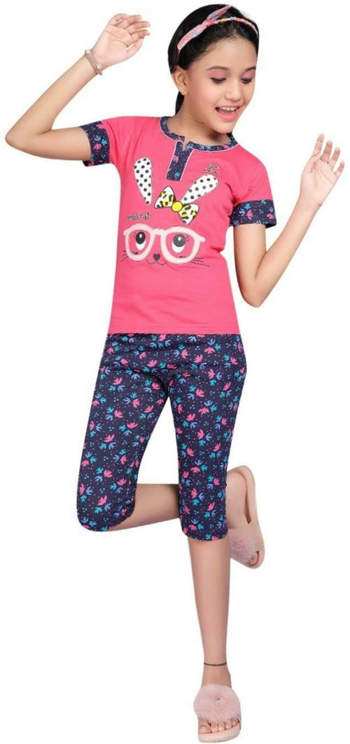 Buy COC COLOURS OF COTTON _ Girls Pink Cotton Nightwear Set (7 to 8 ...