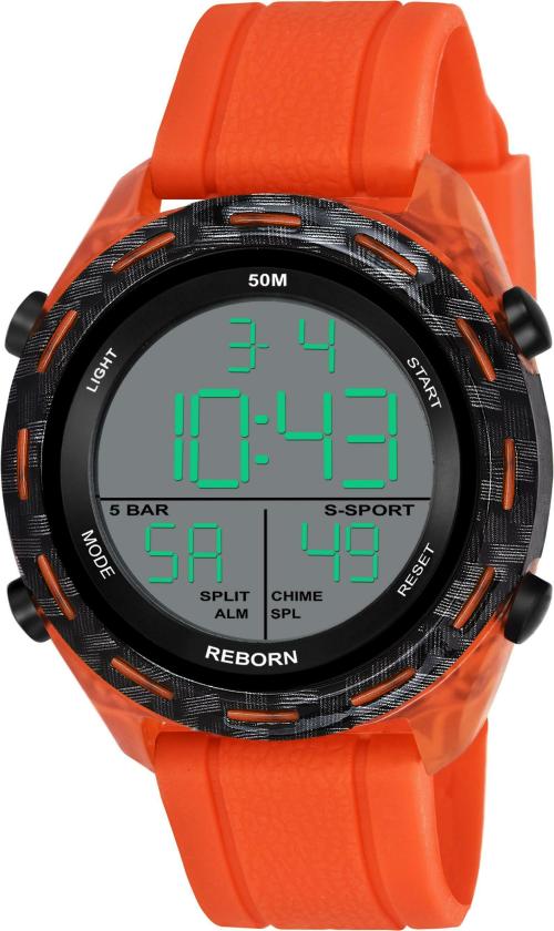 Buy Reborn Digital Watch White Dail Orange Silicon Strap Sports Wrist ...